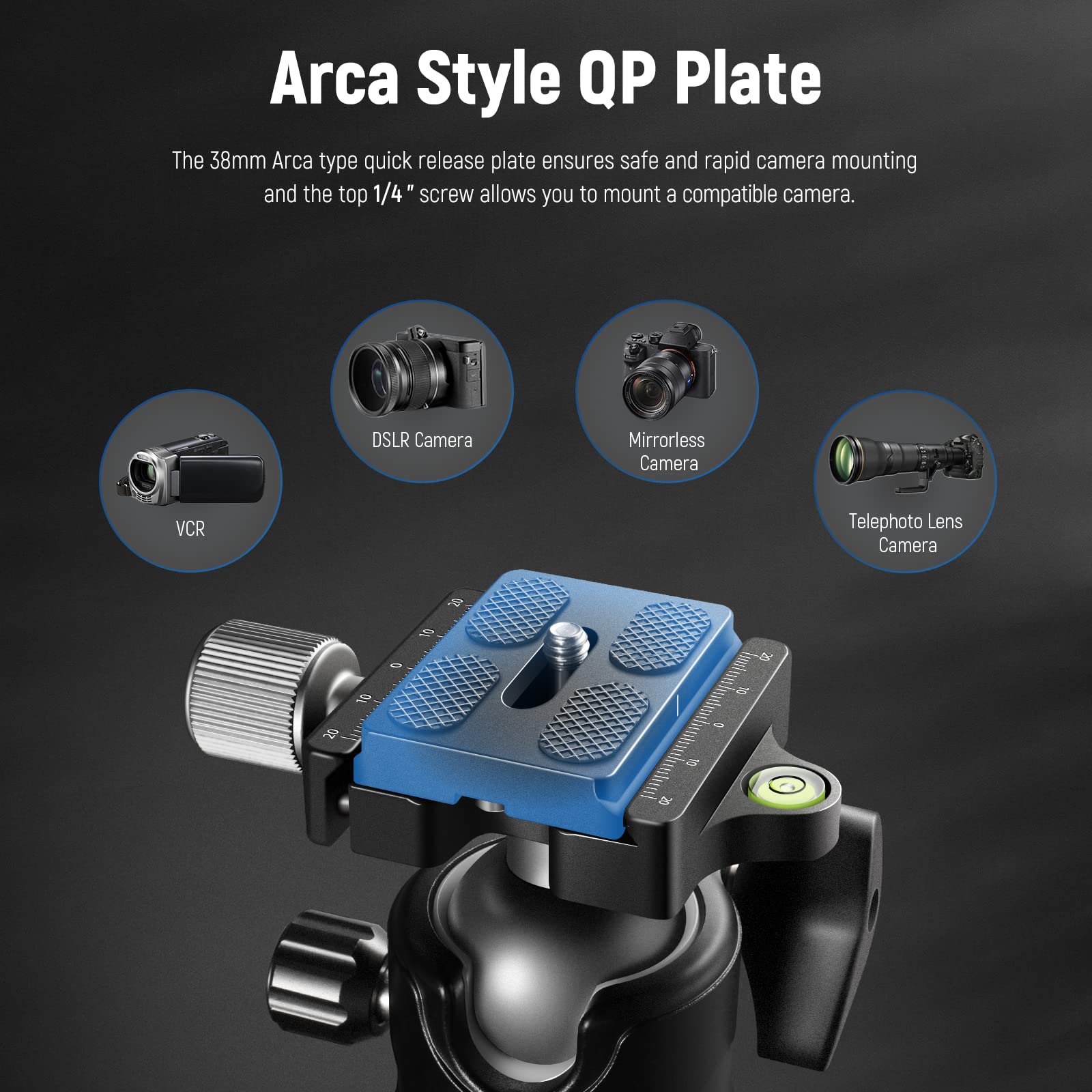 NEEWER Low Profile Camera Tripod Ball Head, 36mm Metal Panorama Ball Head Compatible with Arca 1/4” Quick Release Plate for Tripod Monopod Slider DSLR Camera Camcorder, Load Capacity: 33lb/15kg -GM36