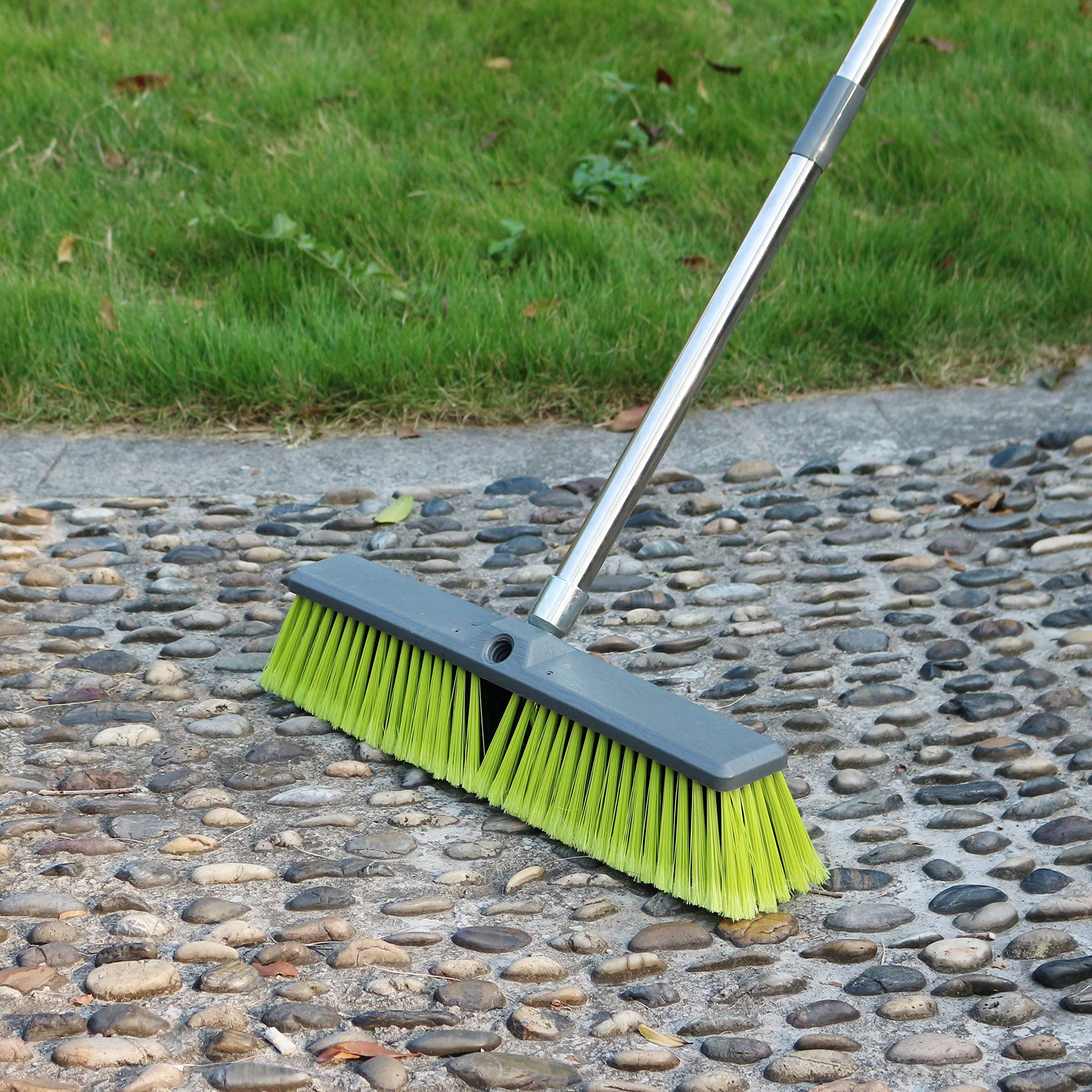 PHYEX 18β Push Broom with Adjustable Long Handle, Multi-Surface Floor Scrub Brush for Cleaning Deck, Patio, Garage, Driveway
