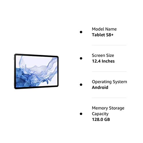 SAMSUNG Galaxy Tab S8+ Android Tablet, 12.4'' Large AMOLED Screen, 128GB Storage, Wi-Fi 6E, Ultra Wide Camera, S Pen Included, Long Lasting Battery, Silver (Renewed)