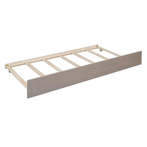WADRI Modern Full Size Canopy Platform Bed with 2 Drawers and Trundle Bed, Wood Canopy Platform Bed with Support Slat, 4-Post Canopy Platform Bed Frame for Kids Teens Adult, No Box Spring Needed