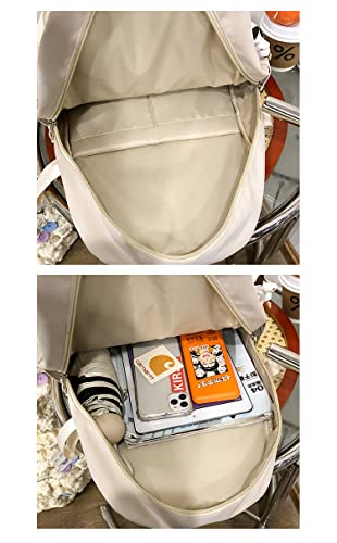 ZUCHON Kawaii Backpack with Cute Pendant & Pin,Large Capacity School Bags Aesthetic Backpacks for School Cute Bookbags (with Lunch Bag) Pink