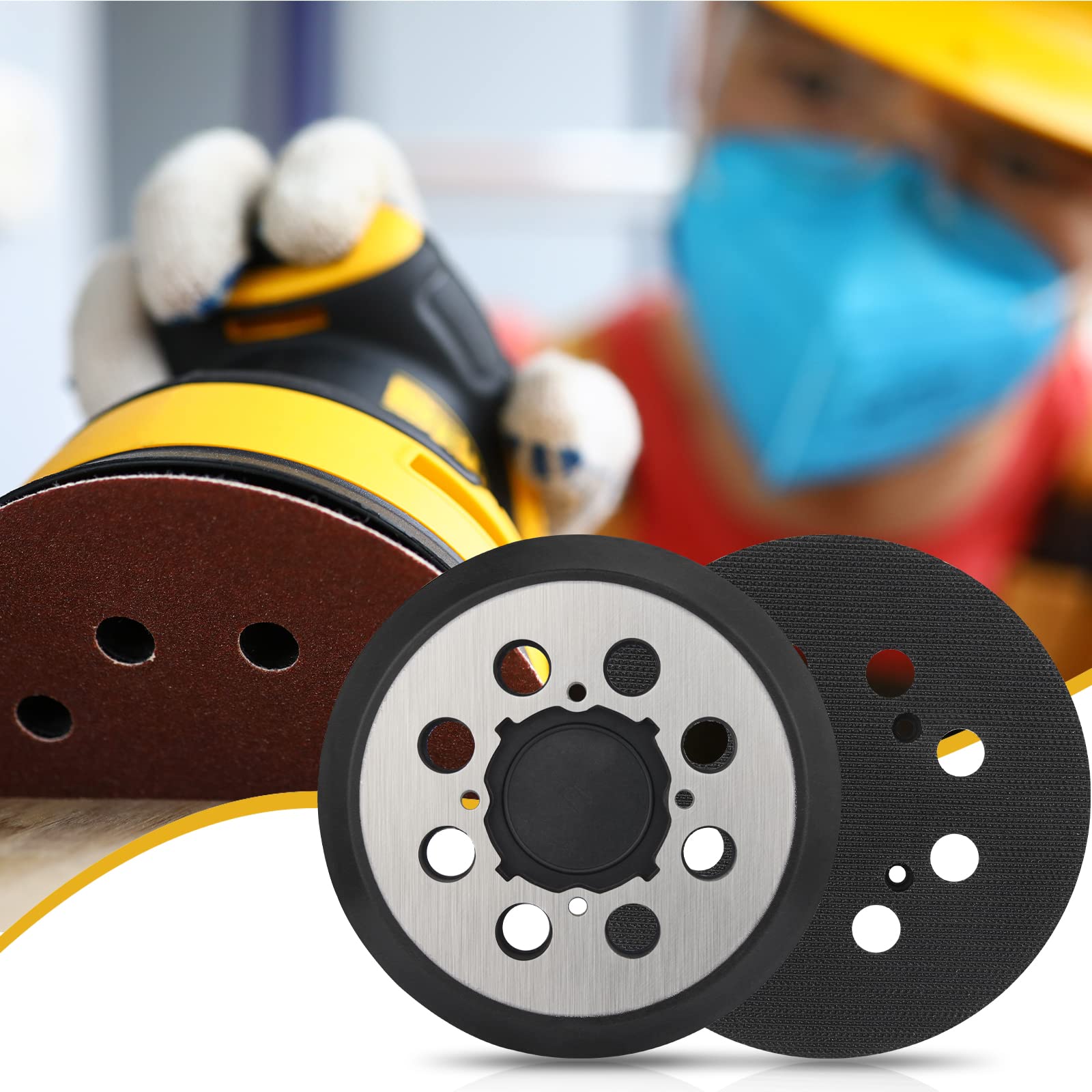 Sander Pad for Dewalt, 2 Pack 5" 8 Hole Hook and Loop Replacement Orbital Metal Sander Pad for DeWalt DWE6421 6421K DWE6423 6423K DCW210B Random Orbital Sander Part DWE64233 & N329079