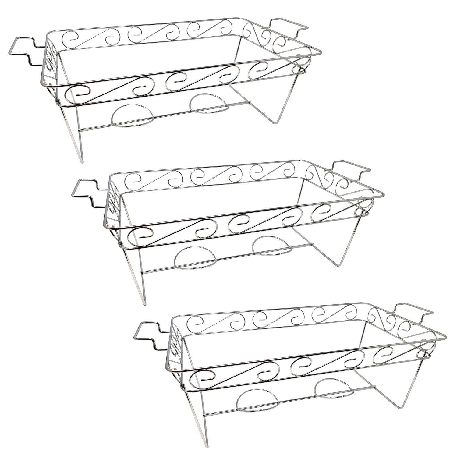 Party Essentials 3-Count Full Size Elegance Chafing Racks, Chrome