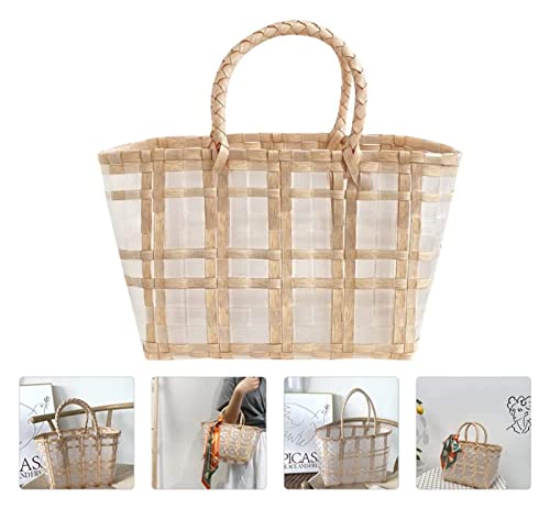 WALTX Round Basket 1Pc Practical Waterproof Durable Shopping Basket Woven Basket for Home Decor Shop Storage Case