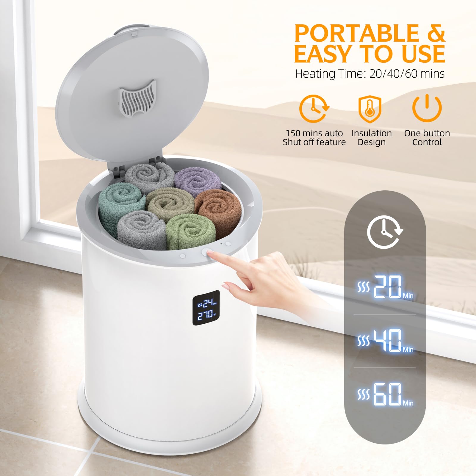 WXKNV Large Towel Warmer for Bathroom, Luxury Hot Towel Warmer with Timer, LED Display Time and Temperature, Insulation Effect Up to 150 Minutes, Delay Time Up to 24 Hours, Best Ideals