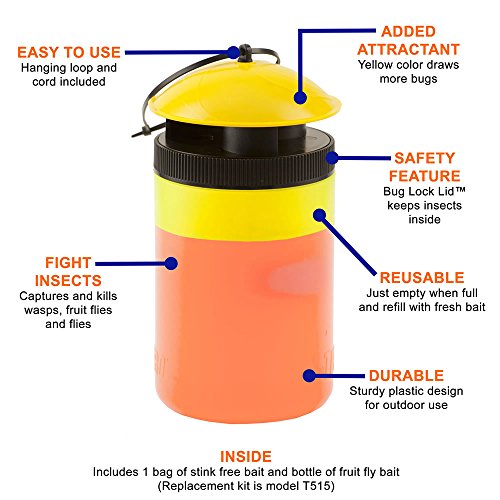 TERRO T515 Wasp & Fly Trap Plus Fruit Fly β Refill, 1 Pack