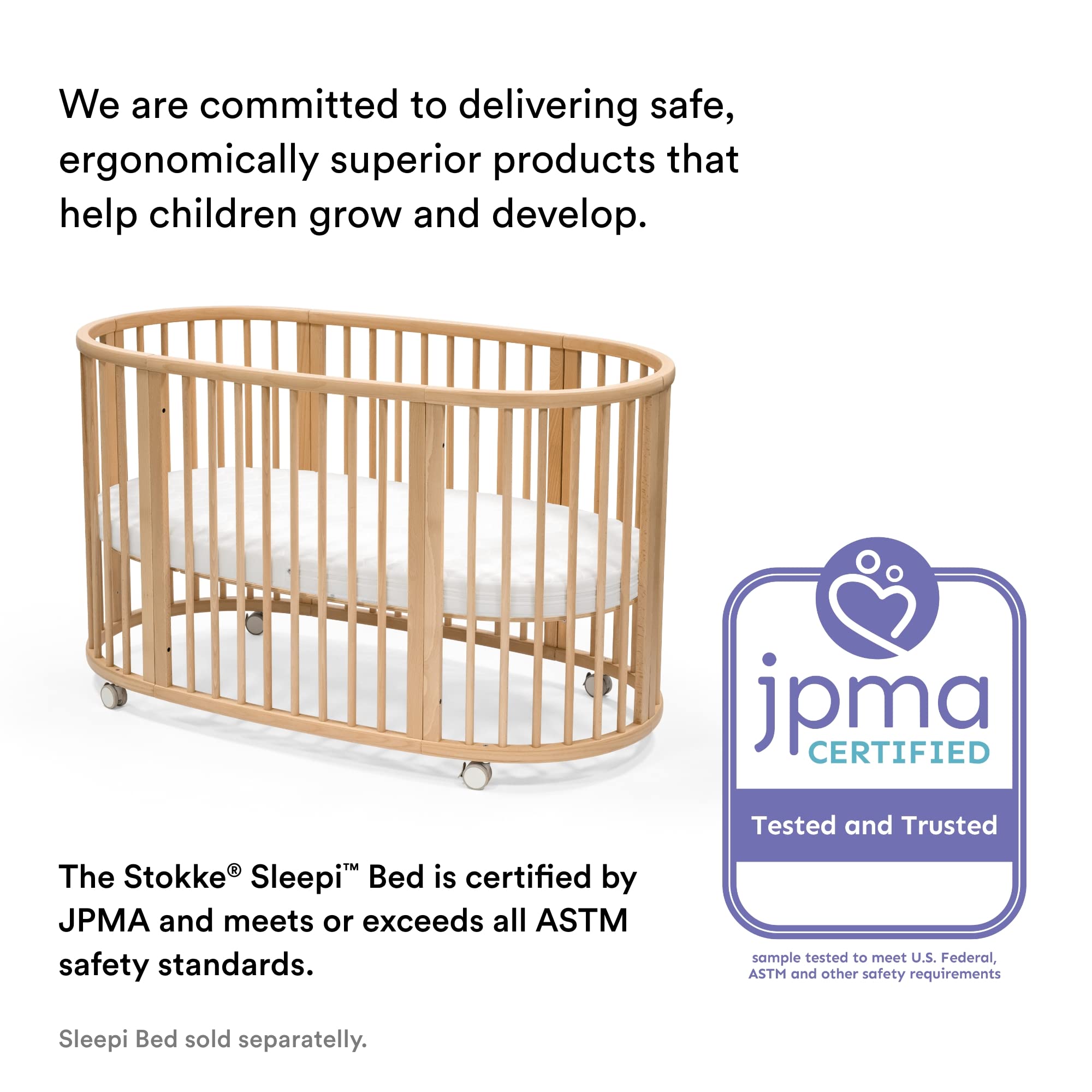 Stokke Sleepi Mattress, White - Four Layers of Breathable 3D Mesh for Safe Sleep - Offers Comfort & Support for Children - Washable