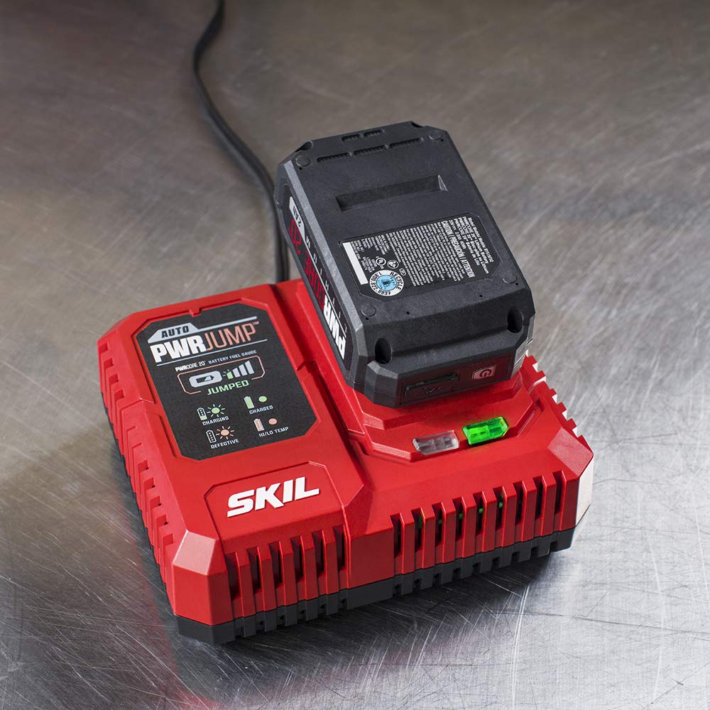 SKIL PWR CORE 20 Brushless 20V 1 Inch Stroke Jigsaw Includes 2.0Ah Lithium Battery with PWR ASSIST USB and PWR JUMP Charger - JS820202