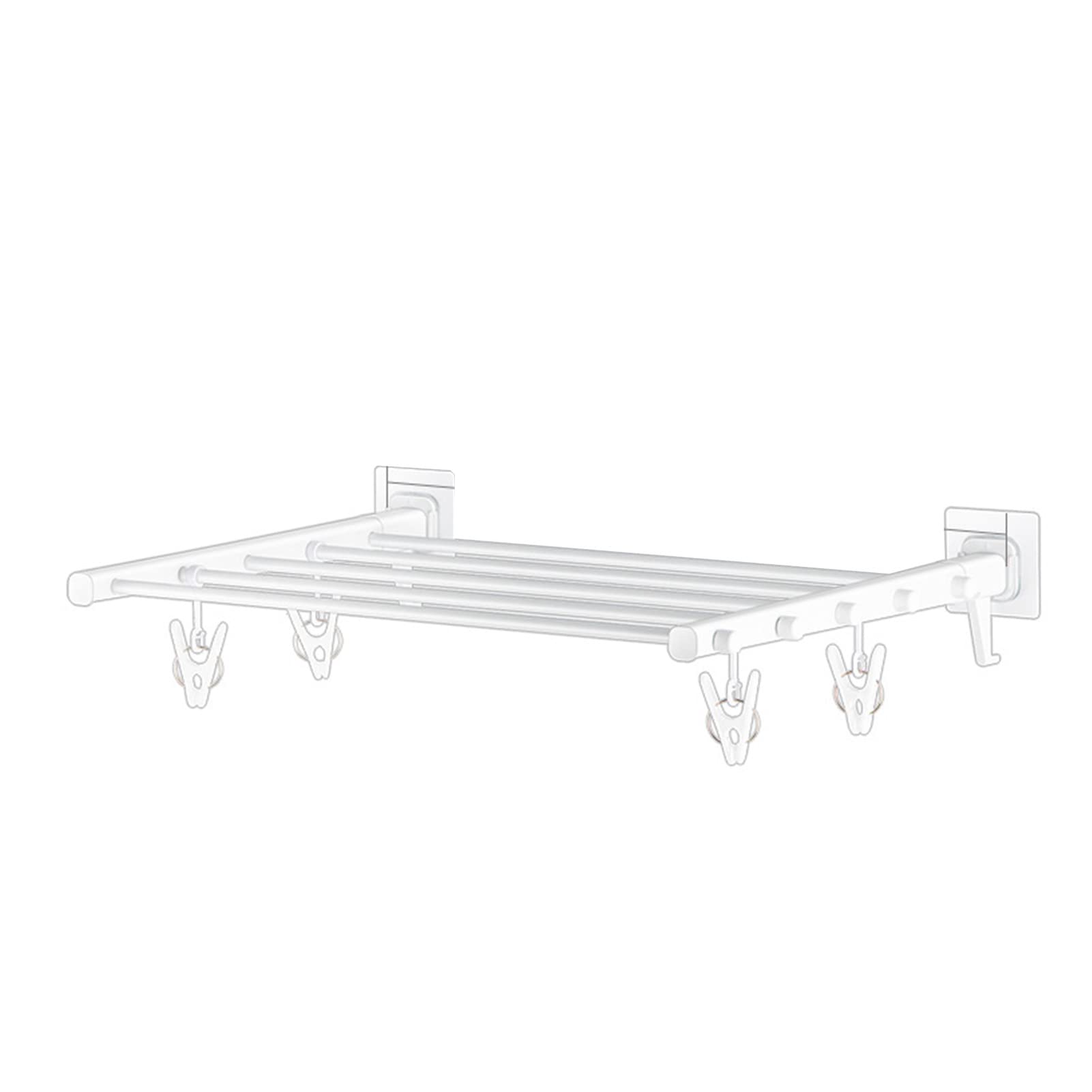 XTDHOMEDIAN Wall Mounted Clothes Drying Rack Folding Telescopic Plastic Laundry Rack for Indoor Balcony (600mm 8 Clips)