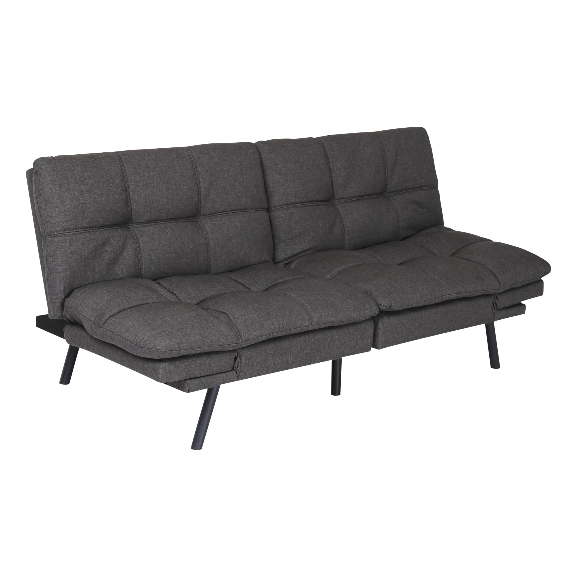 Xuanlur Futon Sofa Bed with Adjustable Backrests, Sleeper Couch with Adjustable Armrests, Convertible Sofa Couch Bed for Small Space,Apartment, Living Room, Grey