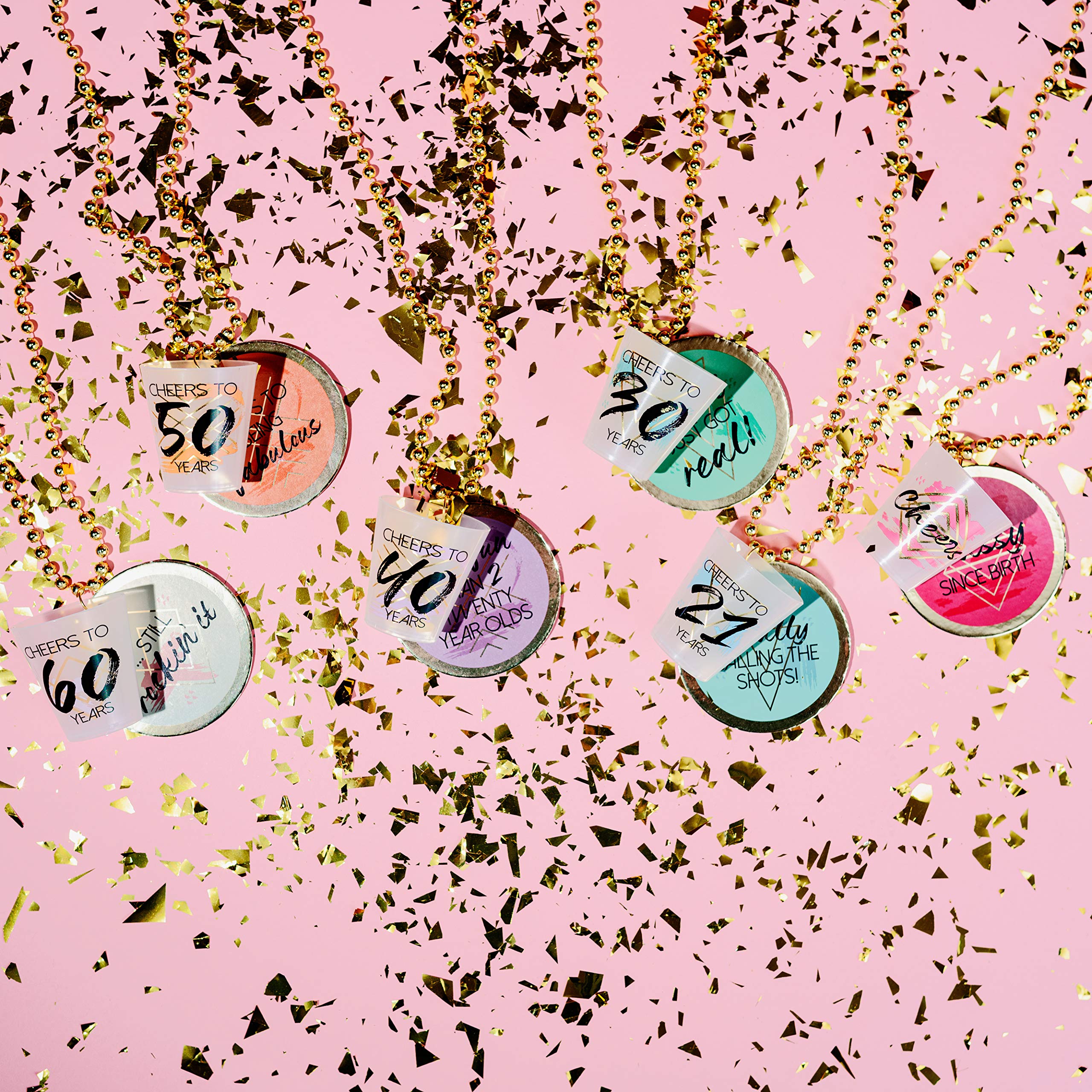 Pavilion - 50th Birthday Novelty Glow In The Dark Shot Glass Beaded Necklace Party Supplies