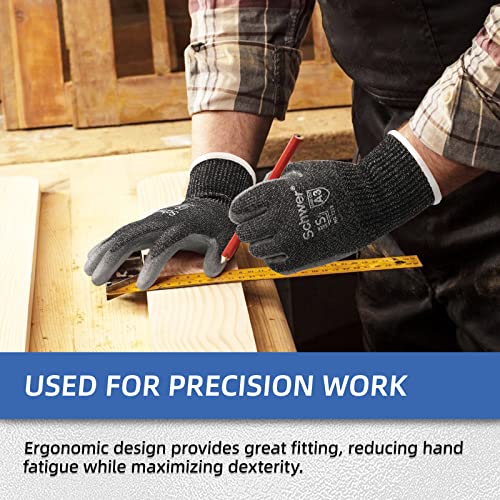Schwer 8 Pairs Cut Resistant Work Gloves, ANSI A3 Cut Proof Working Gloves with Grip on Palm, for Men & Women, Ideal for General Purpose, Assembly, Auto Repairing (Black, Large)
