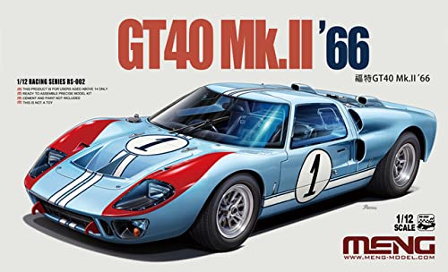 MENG 1/12 Scale GT40 Mk.II 66, Racing Series - Plastic Model Building Kit # RS-002