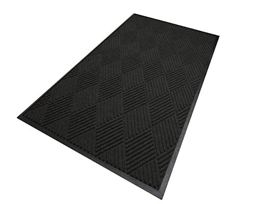 WaterHog Diamond | Commercial-Grade Entrance Mat with Rubber Border – Indoor/Outdoor, Quick Drying, Stain Resistant Door Mat (Charcoal, 4' x 6')
