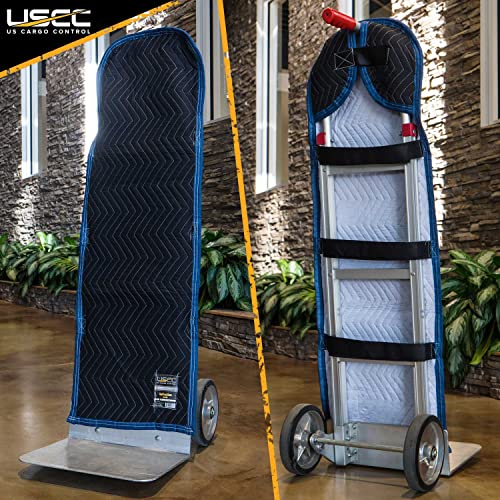 US Cargo Control Quilted Hand Truck Cover - Rounded Top Appliance Dolly Cover - Essential Moving Supplies - Black/Blue Moving Pad - Woven Cotton/Polyester - 50 x 16 Inches - 1 Pound