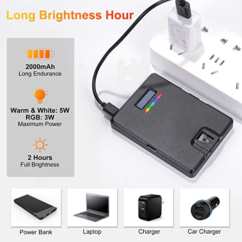 Newmowa RGB Video Light Portable LED Light for Phone, Tablet, Laptop, 360° Full Color CRI 95+ Dimmable 2500K-8500K, 2000mAh Rechargeable LED DSLR Lighting for Selfie, Makeup, Video Conference, TikTok