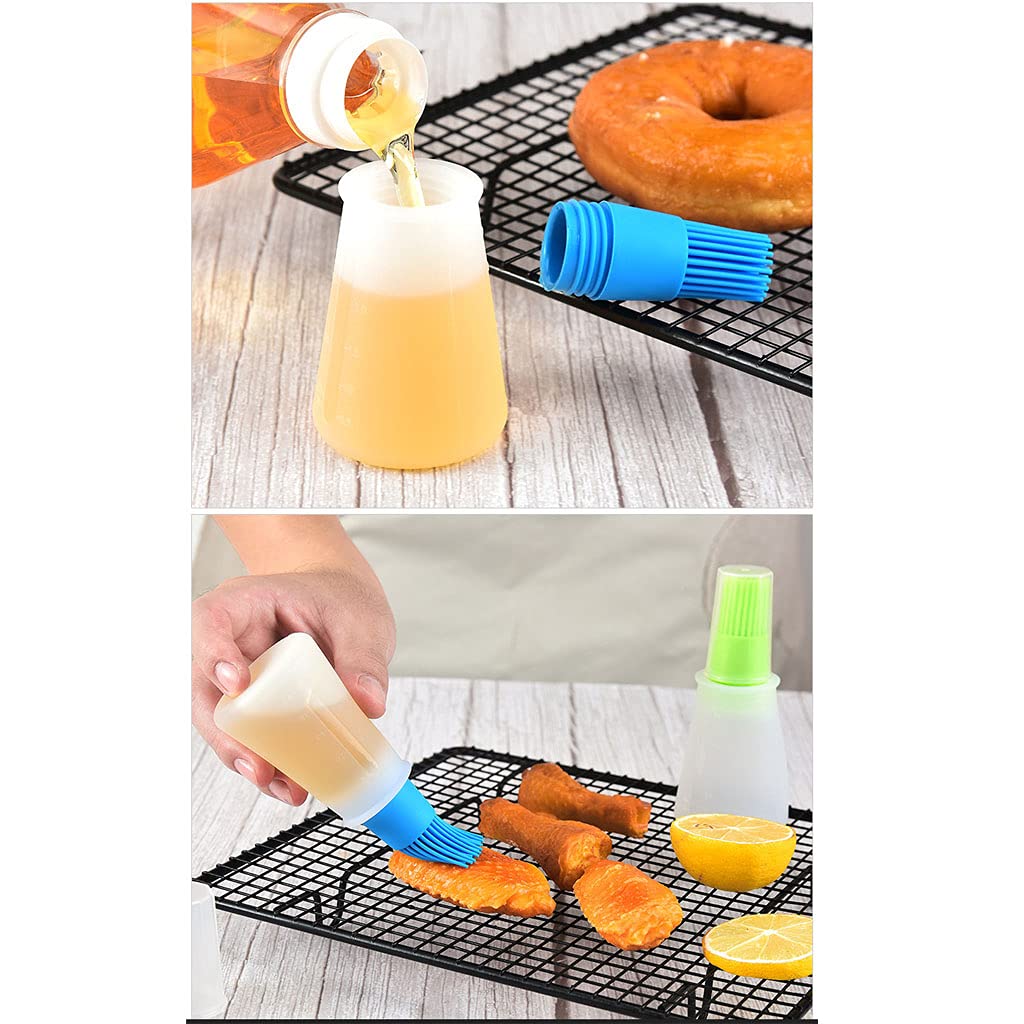 Silicone Oil bottle brush,BBQ/Pastry Basting Brushes,Silicone Cooking Grill Barbecue Baking Pastry Oil/Honey/Sauce Bottle Brush (4 PCS,Multicolor)