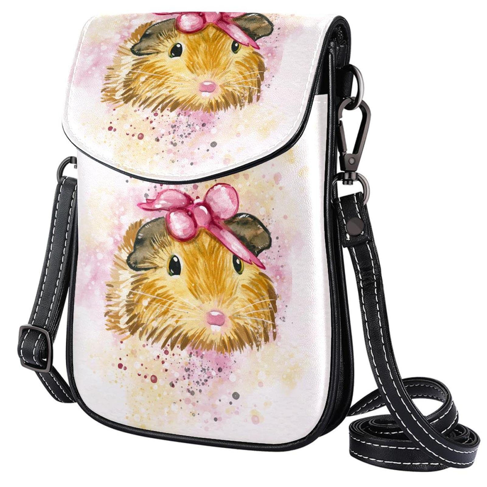 Small Crossbody Cell Phone Purse Wallet for Women Lovely Watercolor Guinea Pig-01