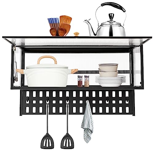 Wall Cabinet Balcony Black Kitchen Wall Cabinet Living Room Bedroom Storage Cabinet Flip-Up Door Wall Cabinet Wall-Mounted Locker 85 * 28cm