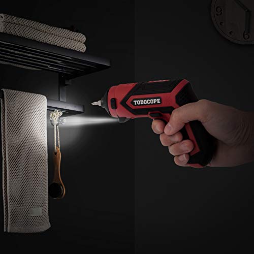 TODOCOPE 4 in 1 Electric Screwdriver Cordless, 4V MAX 1500mAh Li-ion Cordless Screwdriver Rechargeable, with 4 Multi-function Attachment and Charger