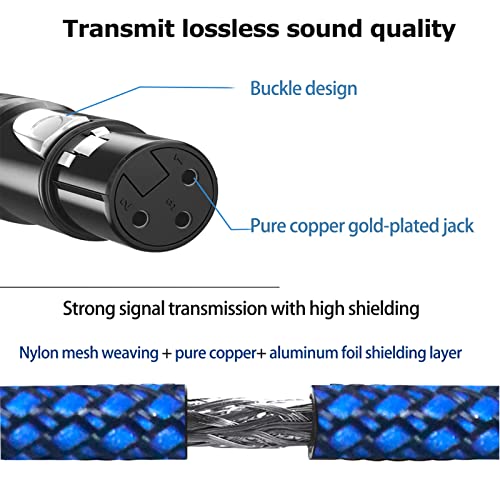 SCETREND XLR Cable, 3ft XLR Microphone Cable Male to Female, XLR Female to Male Balanced Stereo Audio Cable, Braided, Blue