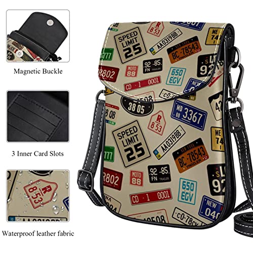 Small Crossbody Bag Retro Label Cell Phone Purse Wallet