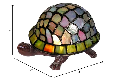 Warehouse of Tiffany TN07B113 Home Roots Multi Glass, Metal Tiffany-Style Turtle Accent, One Size, Bronzetone Table Lamp