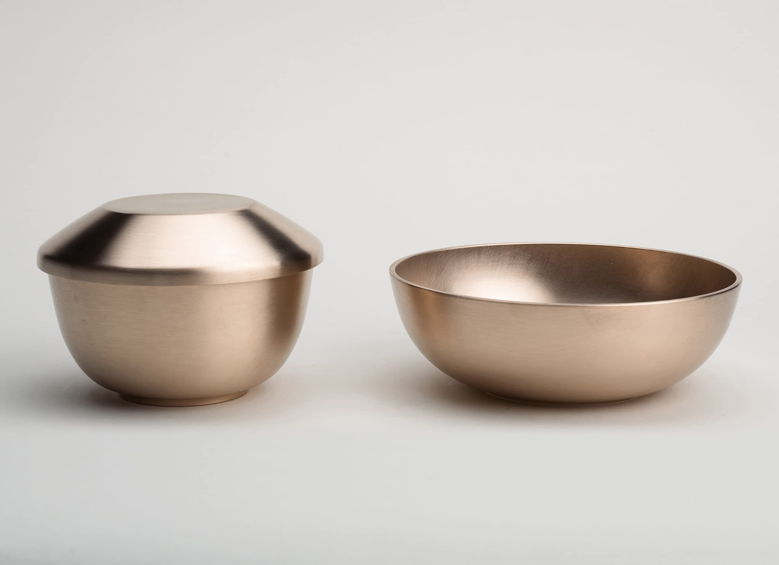 NotBiChae Premium Bronzeware Rice Bowl Soup Bowl 2 Sets Korean Traditional Handmade Tableware BANGJJA YUGI with Gift Wrap