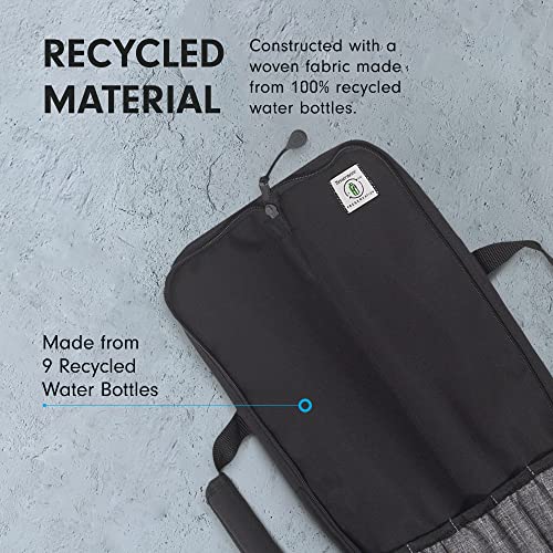 Messermeister Preservation 5-Pocket Knife Luggage, Black - 5 Elasticized, Reinforced Pockets for Culinary Tools - Holds Up to 18” Knife - Made From 100% Recycled Water Bottles