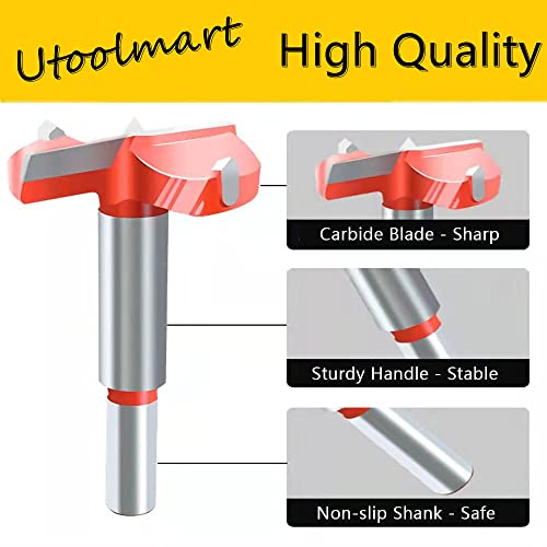 Toolmart Carbide Forstner Drill Bit, 18mm Round Shank Woodworking Hole Saw Cutter, 85mm Length Woodworking Hole Boring Bit (Orange)