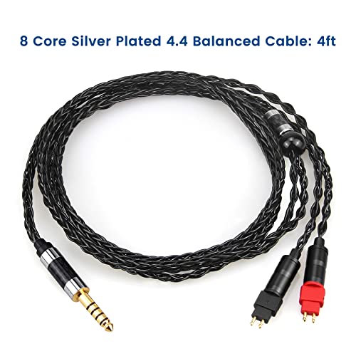 weishan 4.4mm Balanced Cable Replacement for Sennheiser HD600, HD650, HD6XX Headphones, 8 Core Silver Plated Audio Wire, 4ft