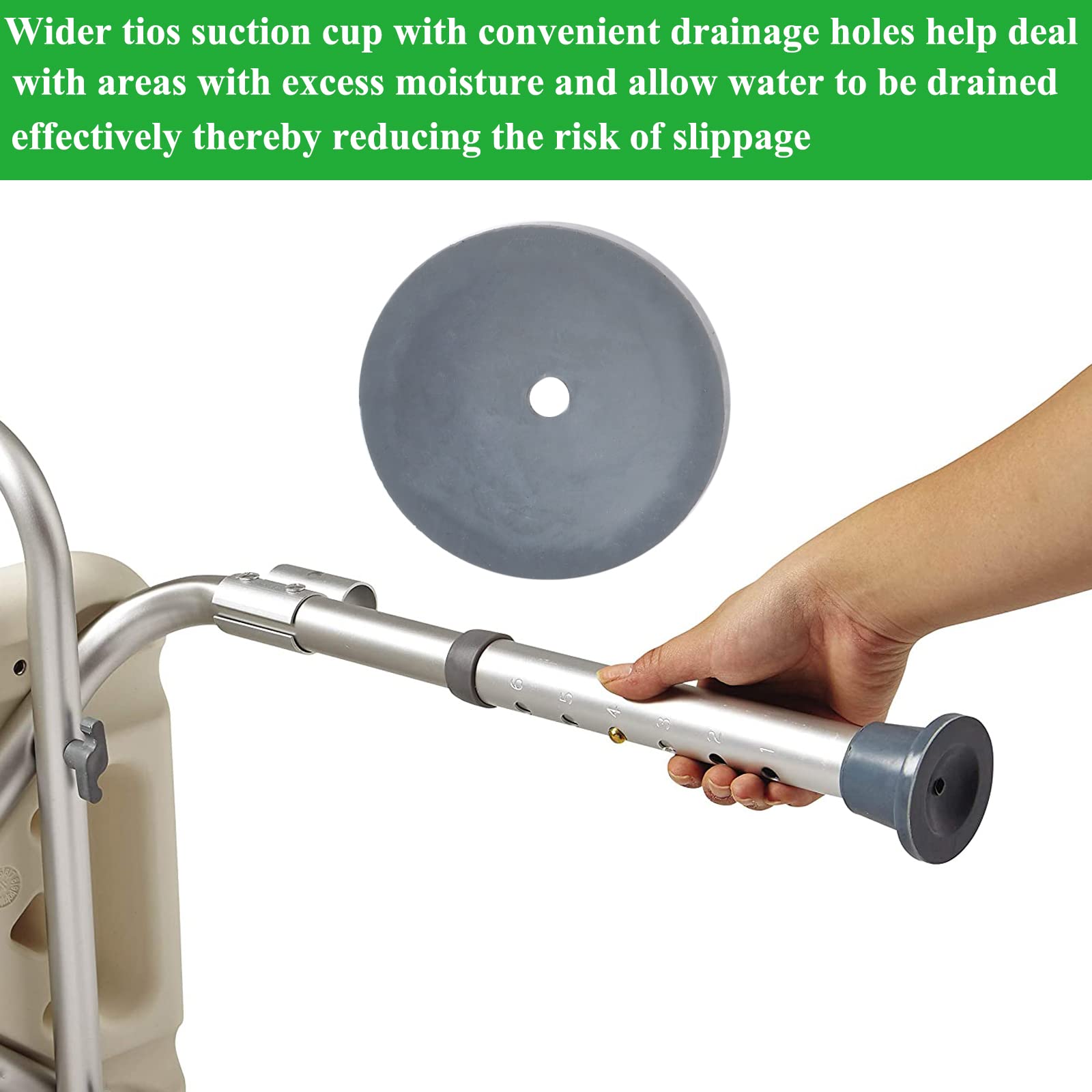 Slope Replacement Feet for Shower Chair Bath Seat, shower stools and transfer bench, non-skid Shower Bench and Tub Transfer Benches Rubber Suction Cup Feet, Metal Insert Reinforced (slope, 1-1/8" I.D)
