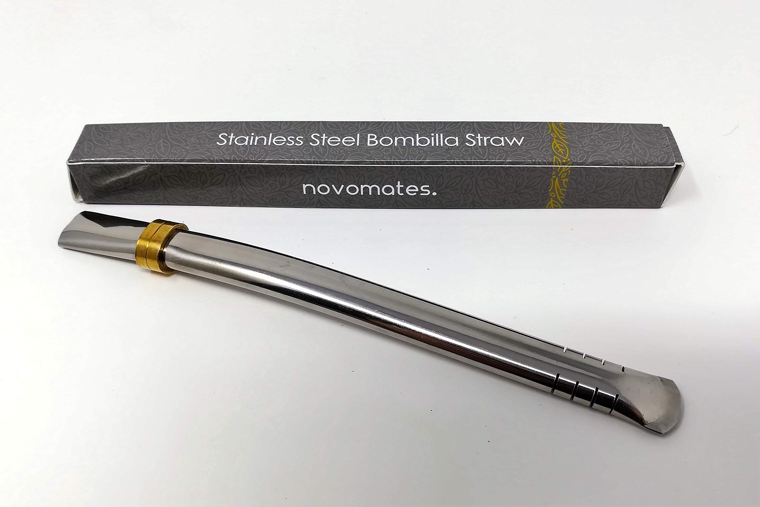 Novomates Easy Clean Yerba Mate Straw - Bombilla Mate for Mate Tea Drinking Filter Straw β Mate Straw Food-Grade Stanley Steel Mate Straw - 6.2" (15.8cm) Long (Mate Gourd not included)