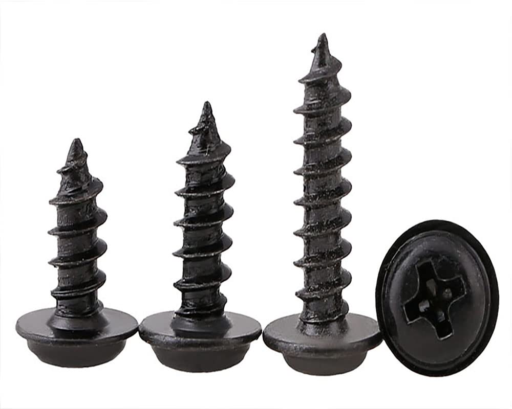 Smartsails M2.3 M2.6 M3 Phillips Round Head Carbon Steel Black Self Tapping Screws, Round Head Screws, Pan Head Screws with Washers 9 Sizes Self Tapping Screw Combo Kit,(990PCS)