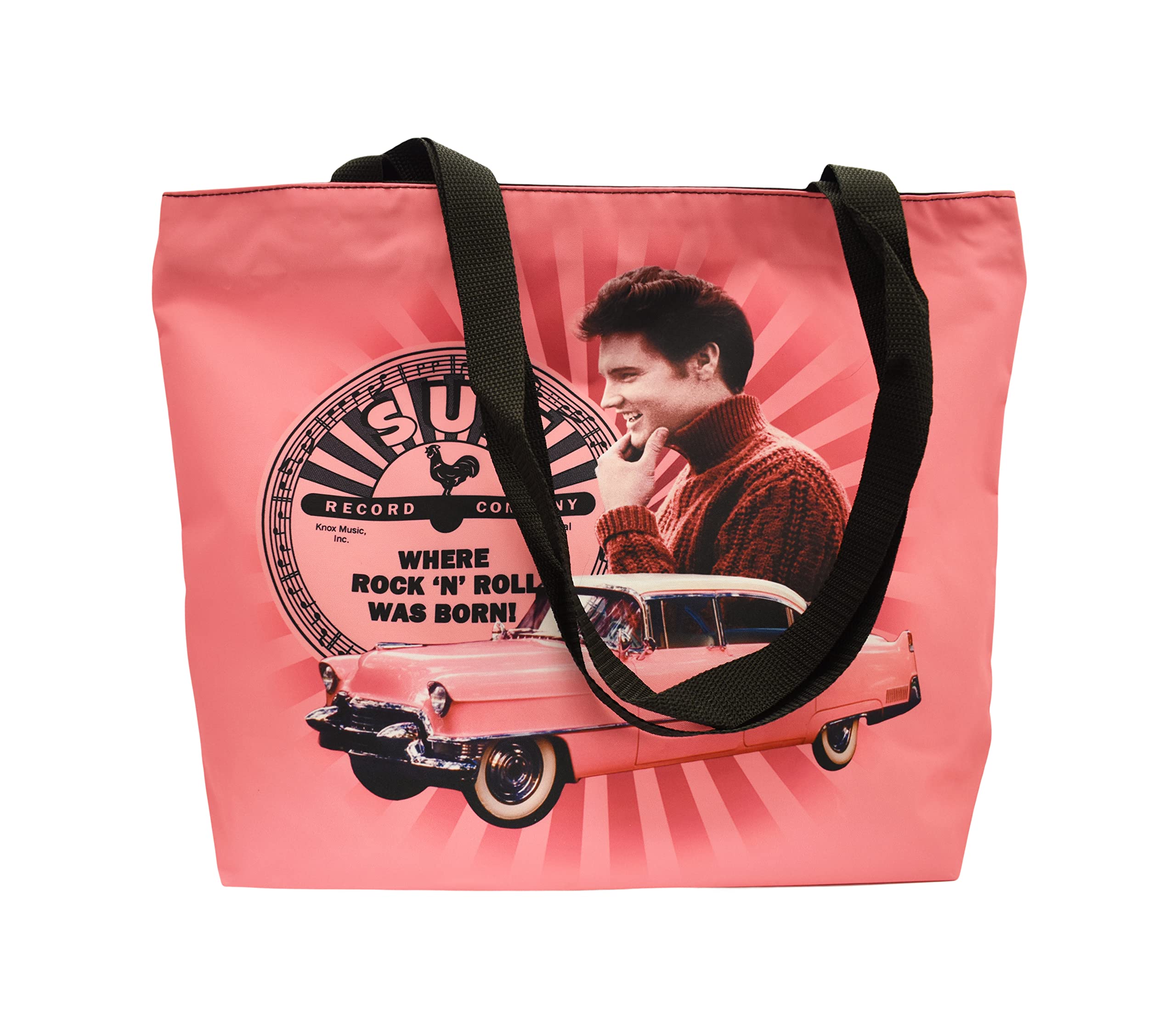 Sun Records Large Tote Bag, Elvis with Pink Car - Mid-South Products