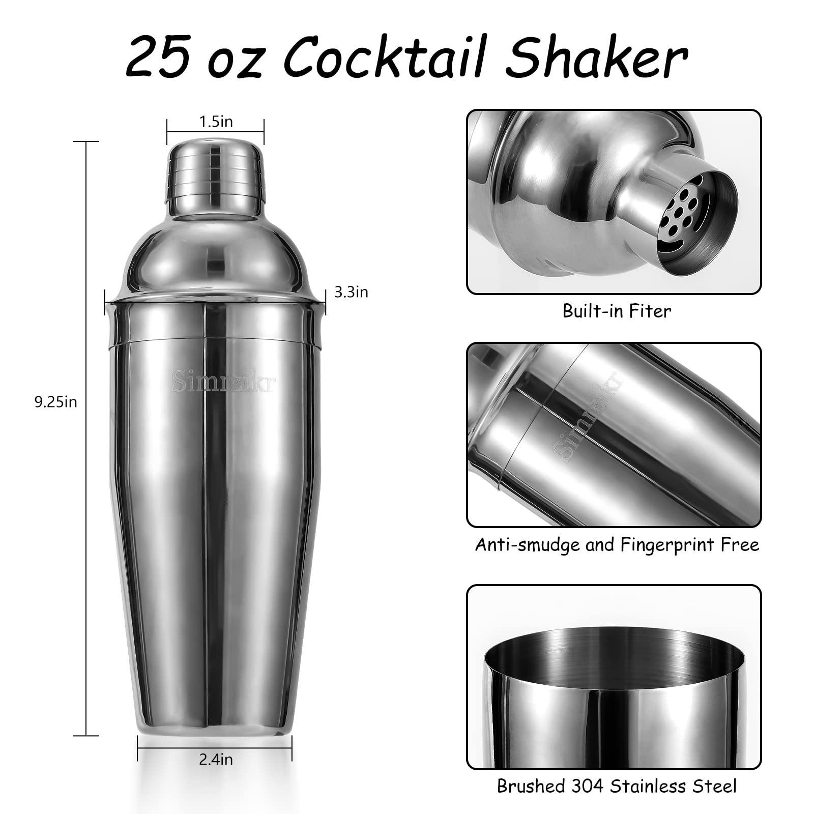 Simrzikr Bartending kit|Cocktail Shaker Set with Stand, Martini Mixer, Margarita kit, Bar Drink Mixer Set, All-in-one Bar Tools for Drinking Mixing, Mixology and Craft Bartender Kit for Home and bar