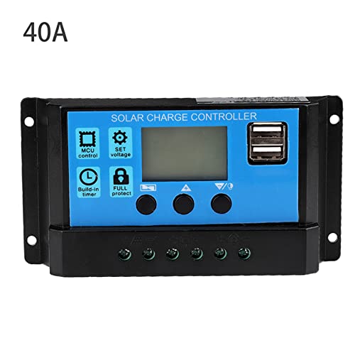 Solar Charge Controller, 60A/50A/40A/30A/20A/10A 12V 24V Auto Solar Charge Controller PWM Controller (40A)
