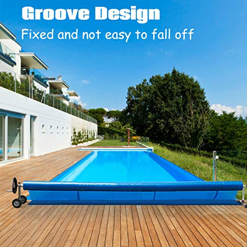 Pool Cover Reel Set 18FT Solar Pool Cover for Inground Swimming Pools,Aluminum Solar Swimming Inground Pool Cover Reel Set