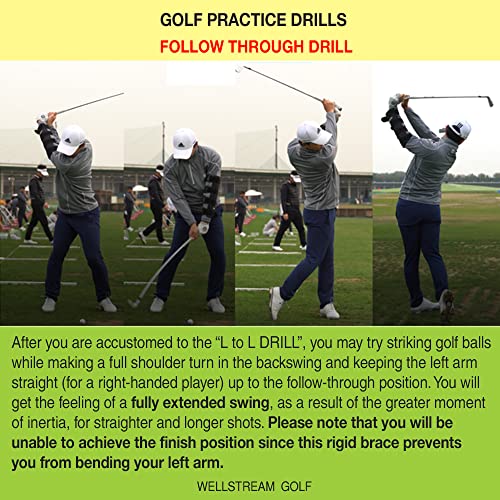 Weighted Elbow Brace - Shoulder Turn & Straight Arm Golf Swing Trainer Increasing The Moment of Inertia Force (Rigid, US Patented)