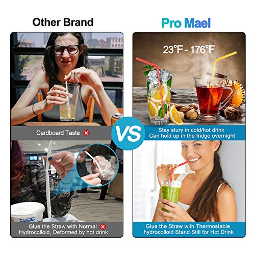Pro Mael 200-Pack Paper Drinking Straws Biodegradable, Flexible Straws Bulk for Juices, Shakes, Smoothies - Disposable& Eco-Friendly Straw for Birthdays, Weddings & Party (5 Colors)