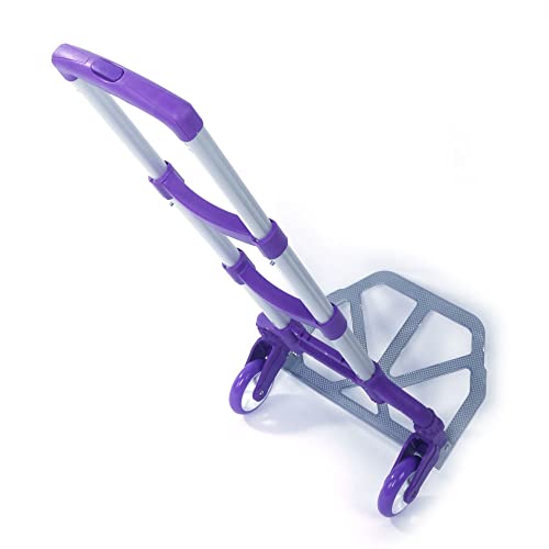 Portable Aluminium Cart Folding Dolly Push Truck Hand Collapsible Trolley Luggage (Purple)