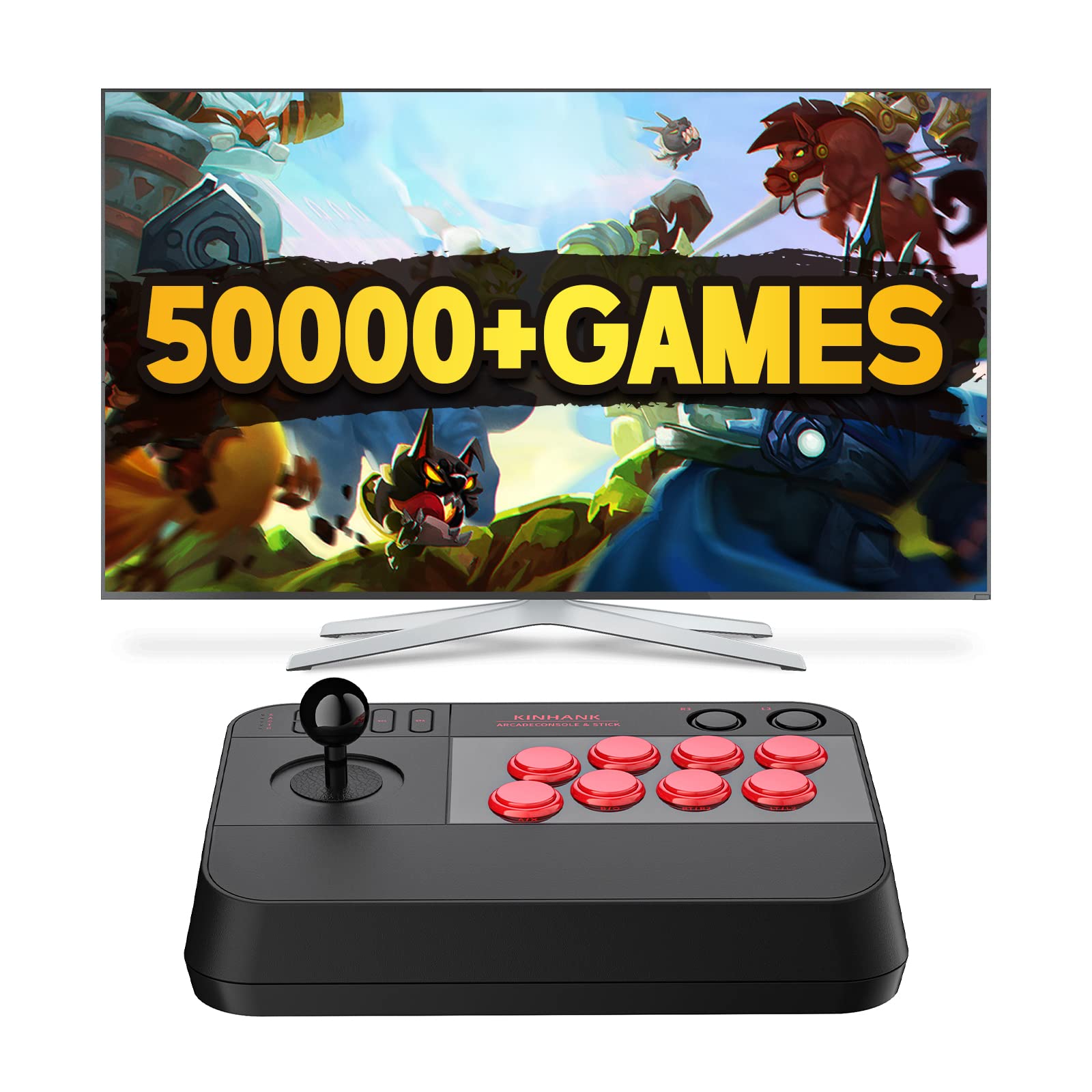 Super Arcade Game Console X3 built-in 50k + Classic Arcade Games, 3D Games ,Arcade Console for PC Projector and TV,3D Joystick Turbo Function and 8-button Layout, S905X3 Chip,Plug and Play