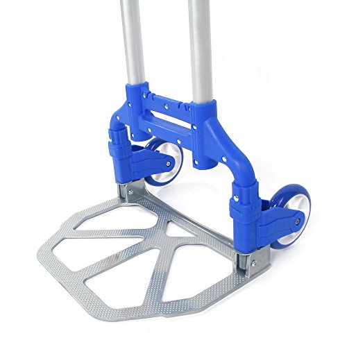 Portable Folding Collapsible Aluminum Cart Dolly Push Truck Trolley, Blue Personal Dolly Hardware Garden Utility