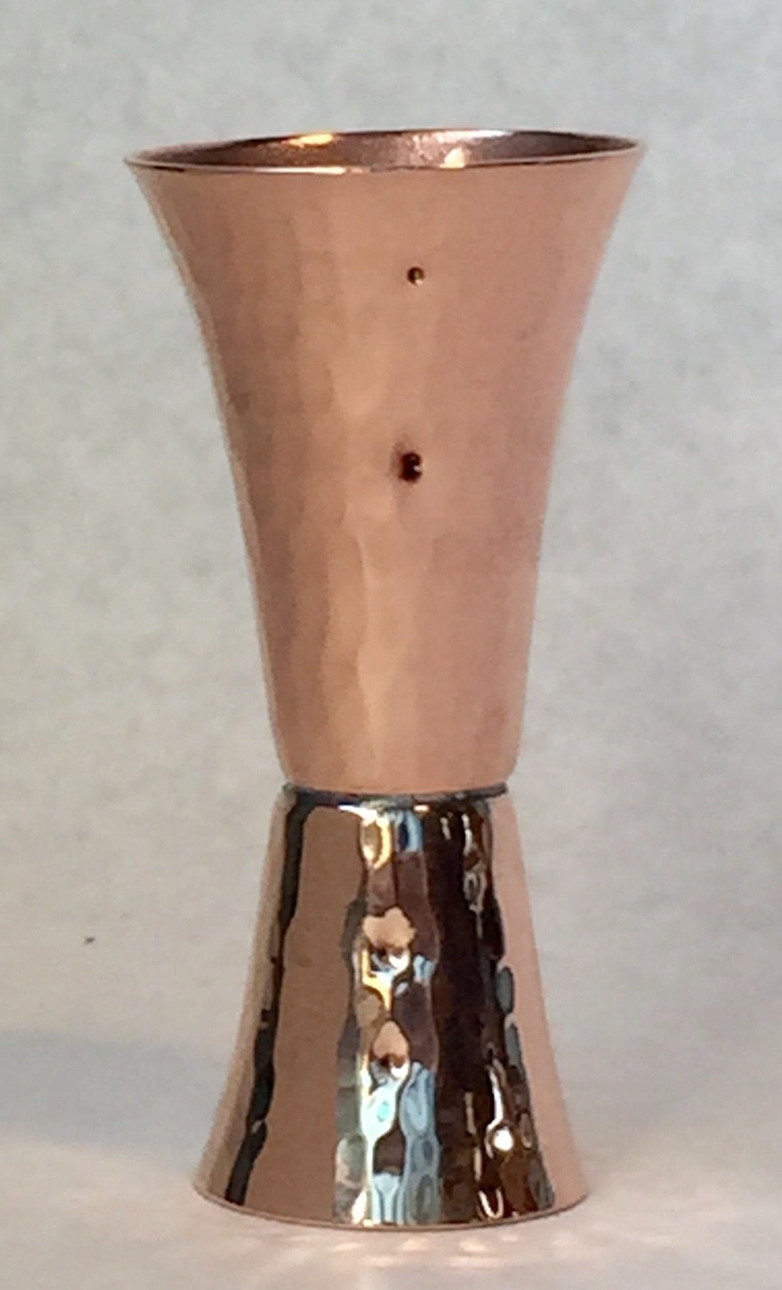 Sertodo Copper Double Sided Jigger, 1 oz and 2 oz Measured Shots, Hand Hammered 100% Pure Copper, Single