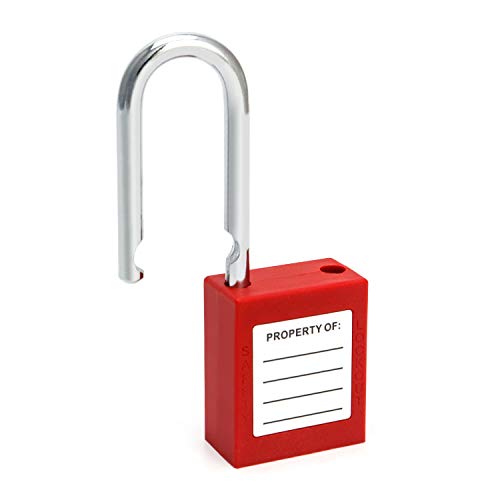 QWORK Red Lockout Tagout Safety Padlock, 2 Padlocks with 4 Keys