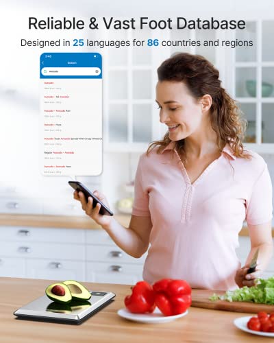 RENPHO Digital Food Scale, Kitchen Scale Weight Grams and oz for Baking, Cooking and Coffee with Nutritional Calculator for Keto, Macro, Calorie and Weight Loss with Smartphone App, Stainless Steel