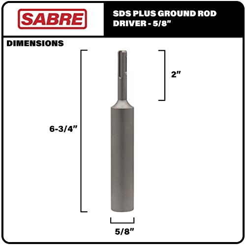 Sabre Tools 5/8" SDS Plus Ground Rod Driver Bit for use with Rotary Hammer (5/8" Ground Rod Driver)