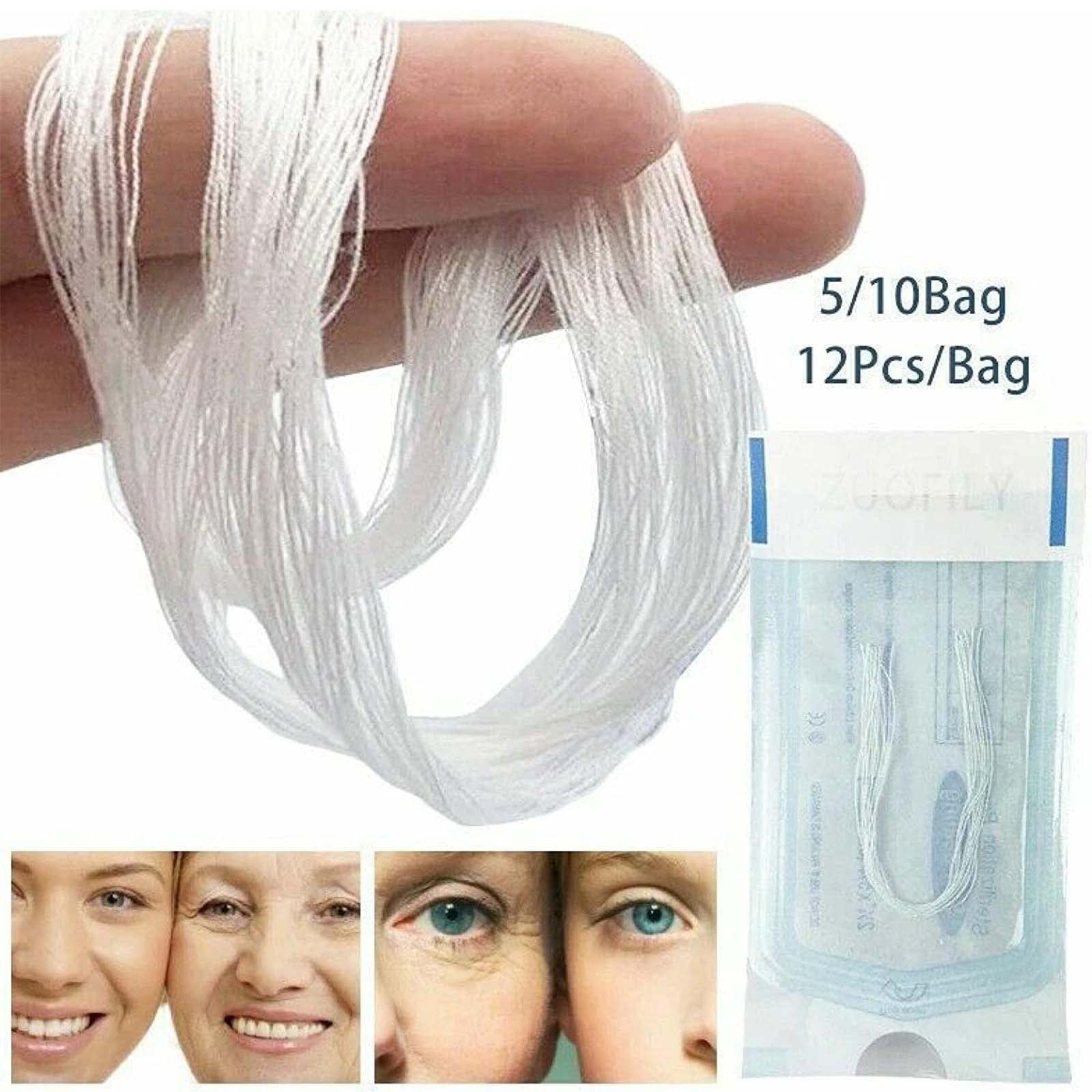Soluble Protein Thread Lifting, Instant Face Protein Thread, 12Line/Bag Firming Lifting Skin Care(15 Bag)