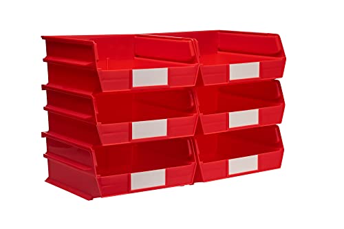 Triton Products 3-235R LocBin Stacking, Hanging, Interlocking Polypropylene Bins 10-7/8-Inch L by 11-Inch W by 5-Inch H Red 6 CT