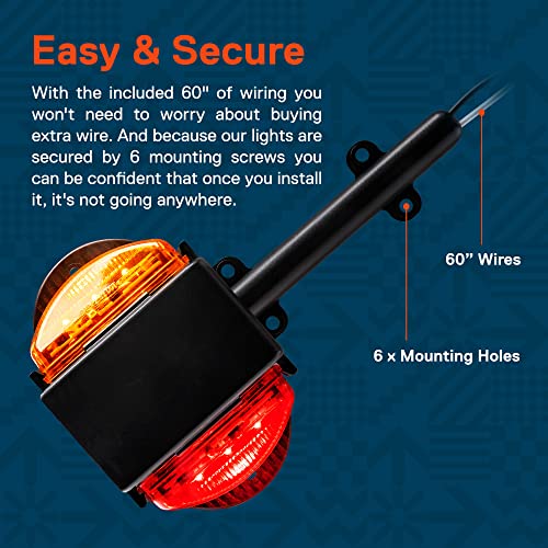 TRUE MODS 2pc 7" Amber + Red LED Trailer Fender Light Set [DOT Approved] [SAE P2] [IP67 Waterproof] Trailer Clearance Marker Lights for Boat Utility Trailer Hauler Car
